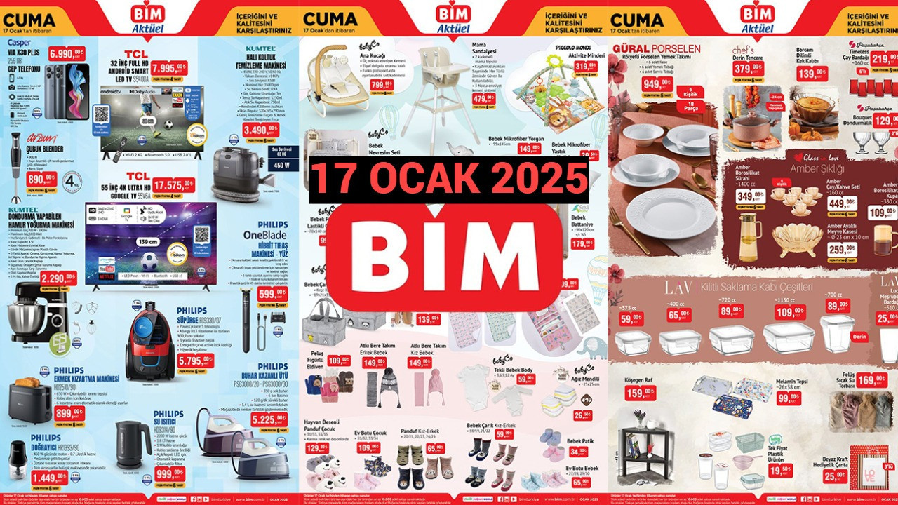 BİM 17 Ocak Cuma 2025 aktüel indirim kataloğu yayımlandı: BİM'de cuma günü neler var, indirimli ...