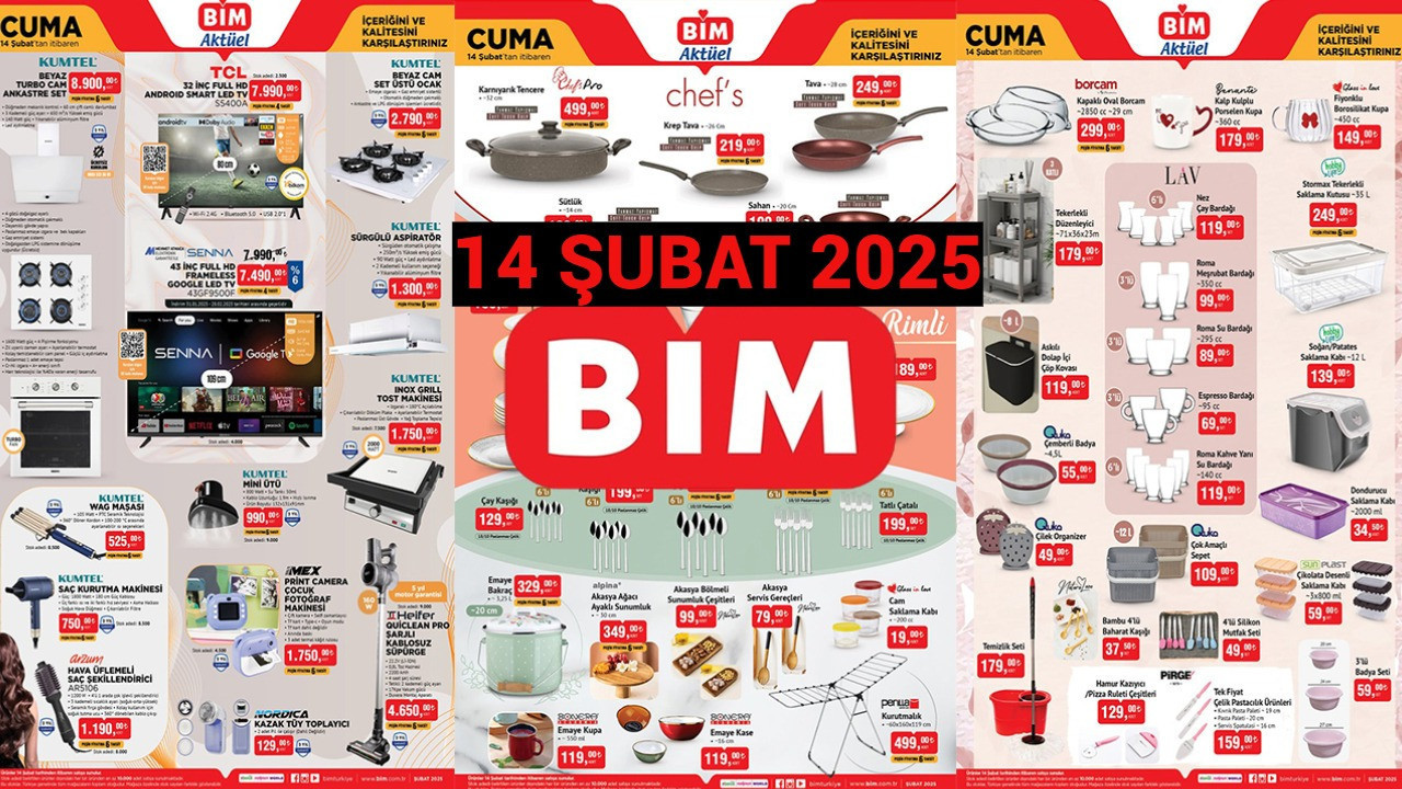 BİM 14 Şubat Cuma 2025 aktüel indirim kataloğu yayımlandı. BİM'de cuma günü neler var, indirimli ...