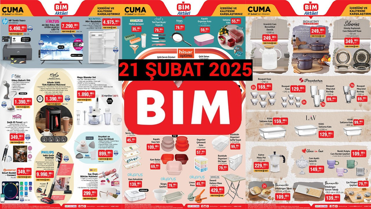 BİM 21 Şubat Cuma 2025 aktüel indirim kataloğu yayımlandı. BİM'de cuma günü neler var, indirimli ...
